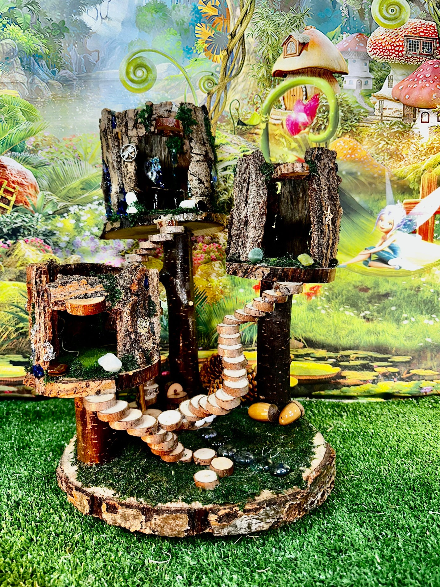 Handmade Fairy House Woodland Tinker Bell Gnome Fairy Garden Fairytale ...